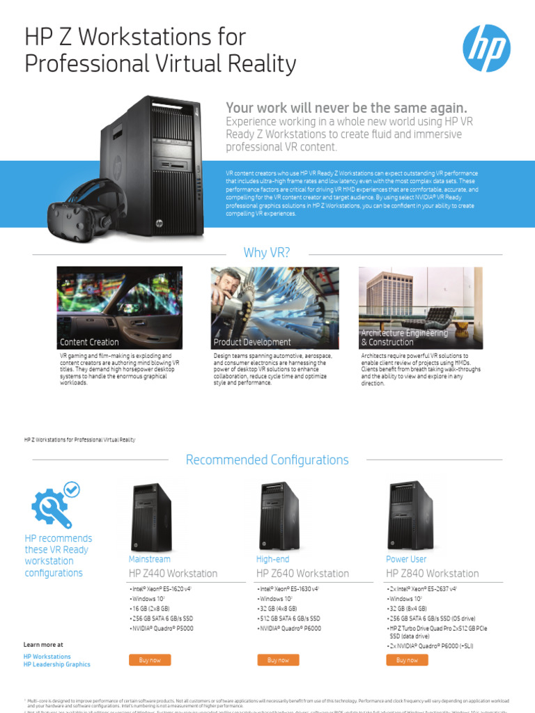 HP Z Workstations For Professional Virtual Reality: Your Work Will ...