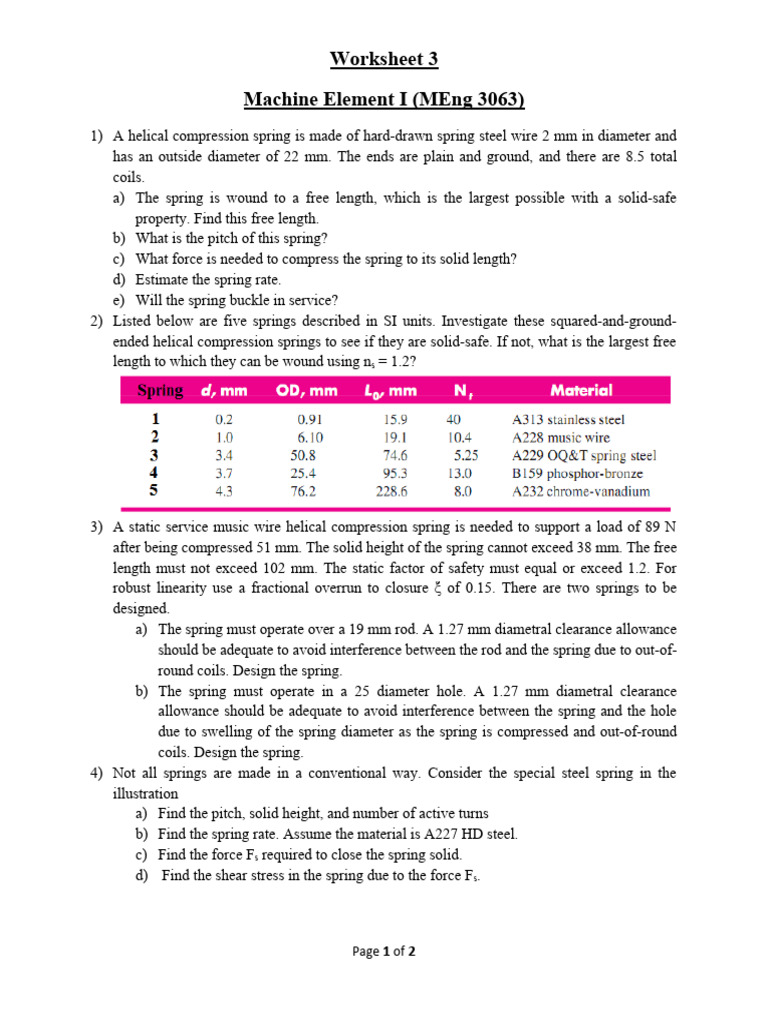Worksheet 3 | PDF | Mechanical Engineering | Applied And Interdisciplinary Physics