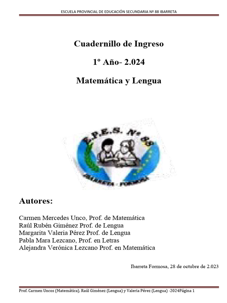 Cuadernillo de Ingreso 2024 | PDF | División (Matemáticas) | Números