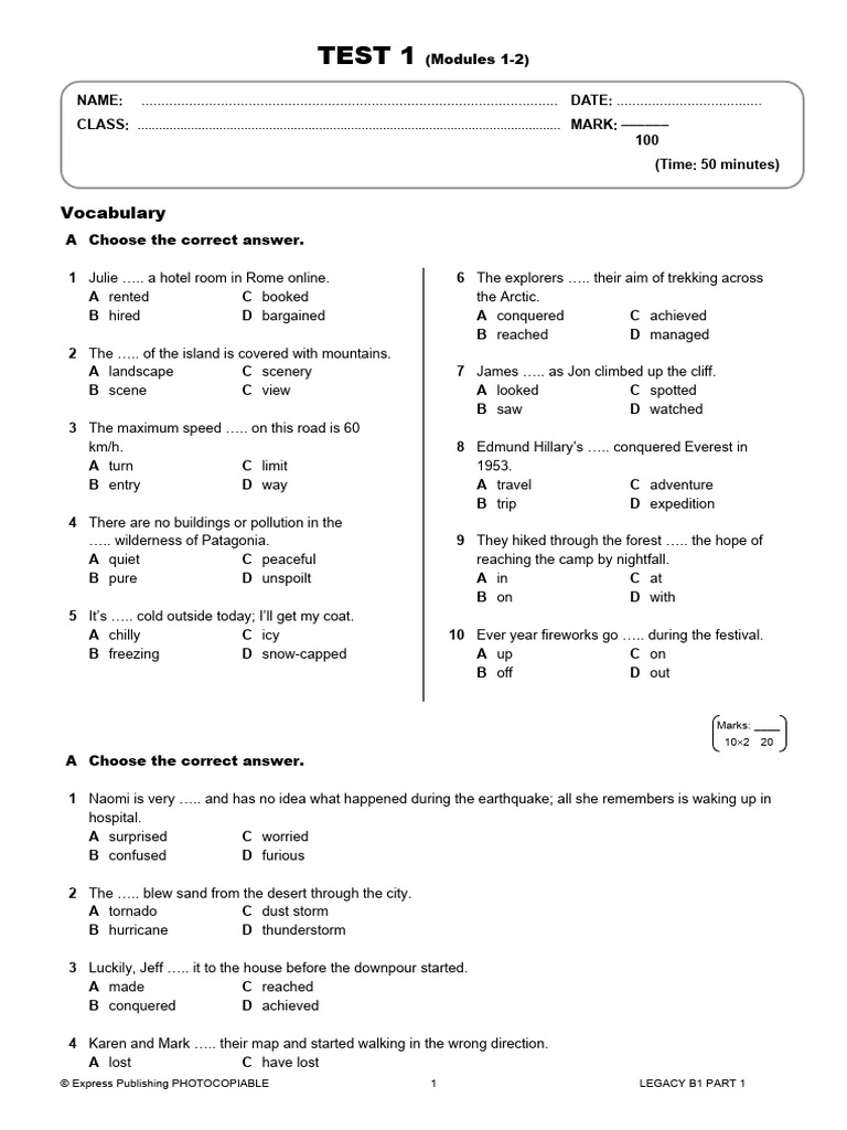 19 Legacy B1_P1 Test 1 | PDF | Galápagos Islands | Storms
