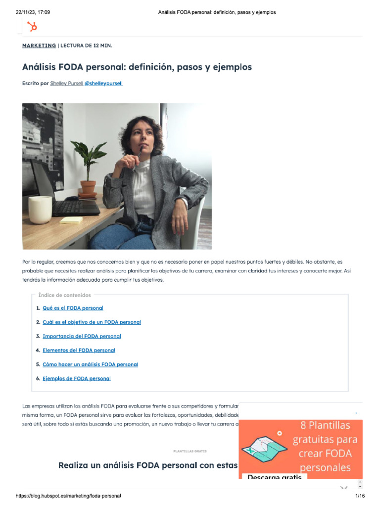 Análisis FODA Personal - Definición, Pasos y Ejemplos | PDF