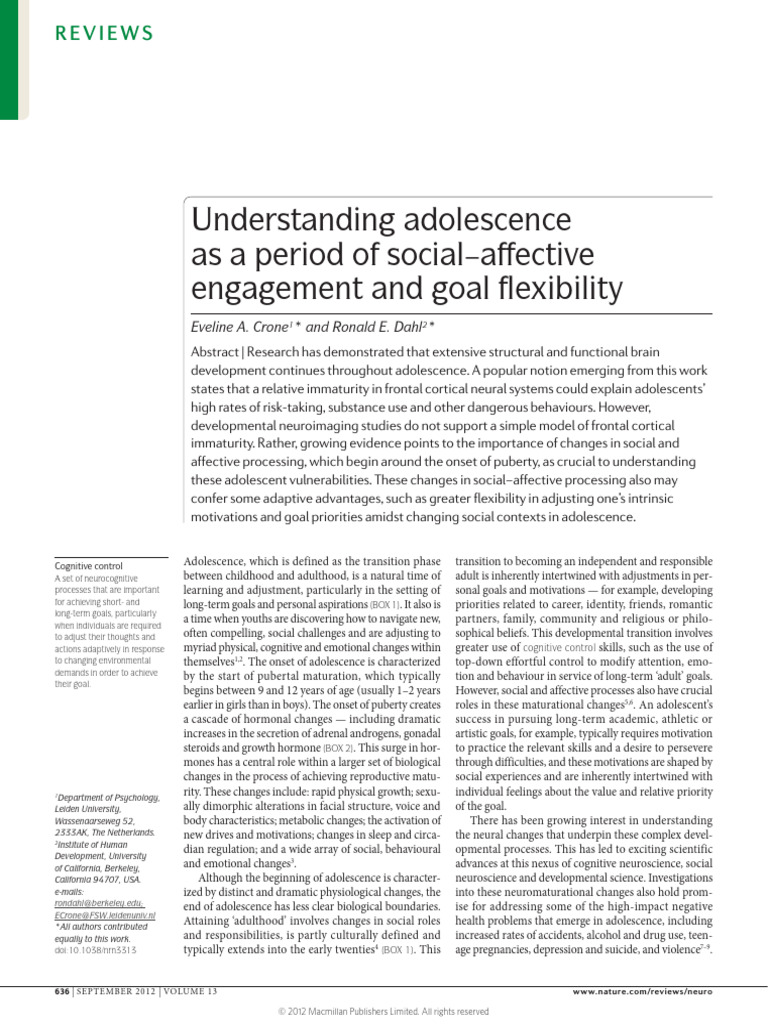 nrn3313 | PDF | Executive Functions | Adolescence