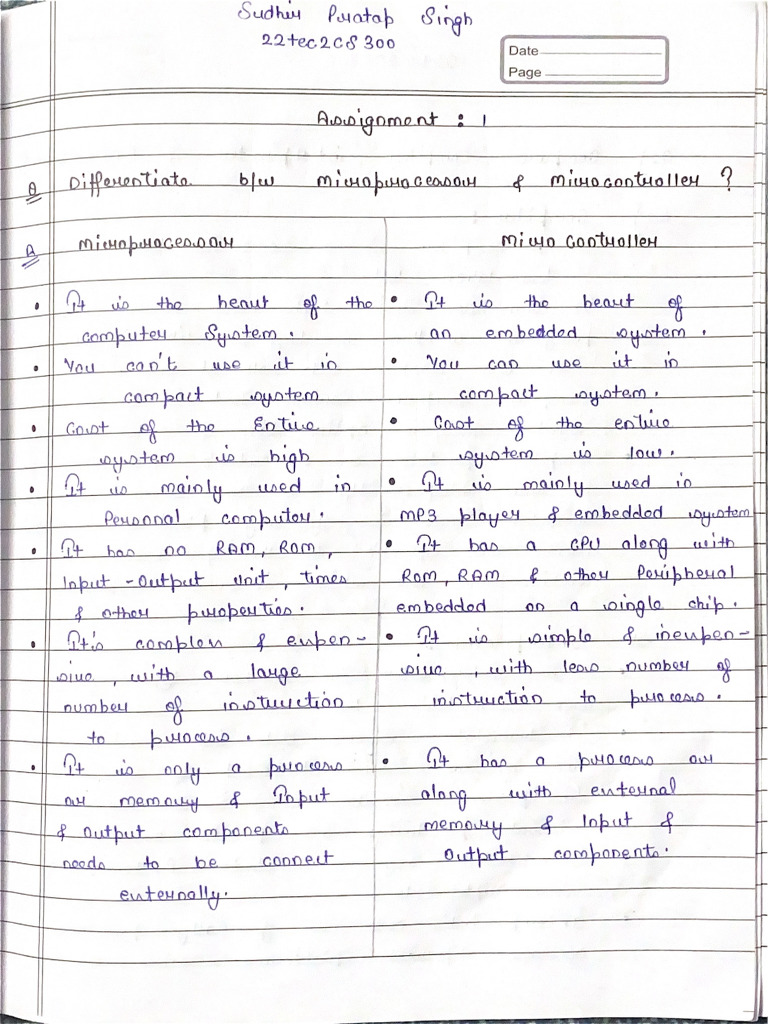 Microprocessor Assignment 1 | PDF
