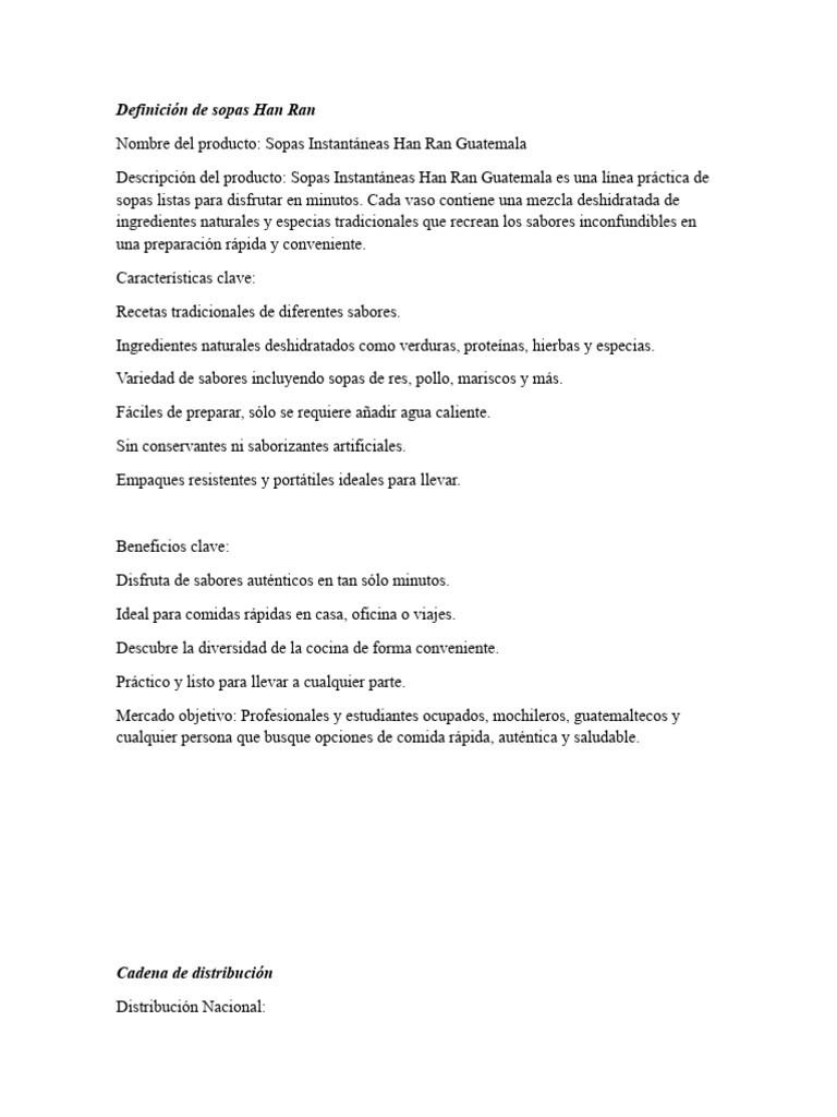 Sopas Instantáneas Han Ran | PDF | Marketing | Comercio electrónico