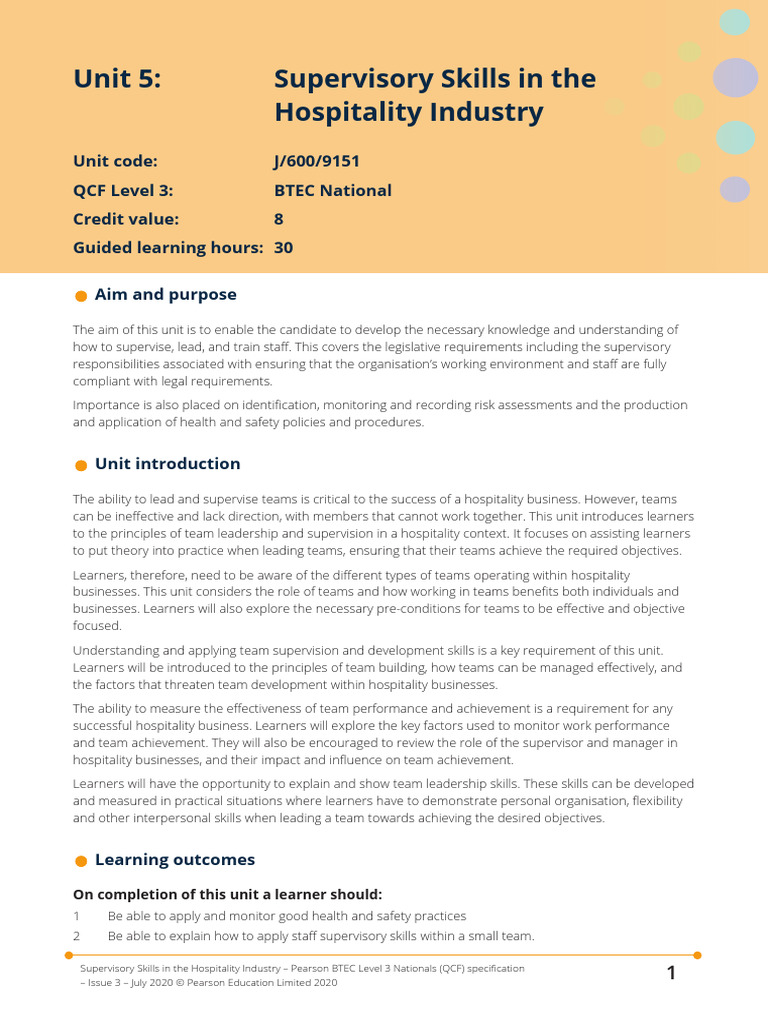 Supervisory Skills in Hospitality Training | PDF | Occupational Safety ...