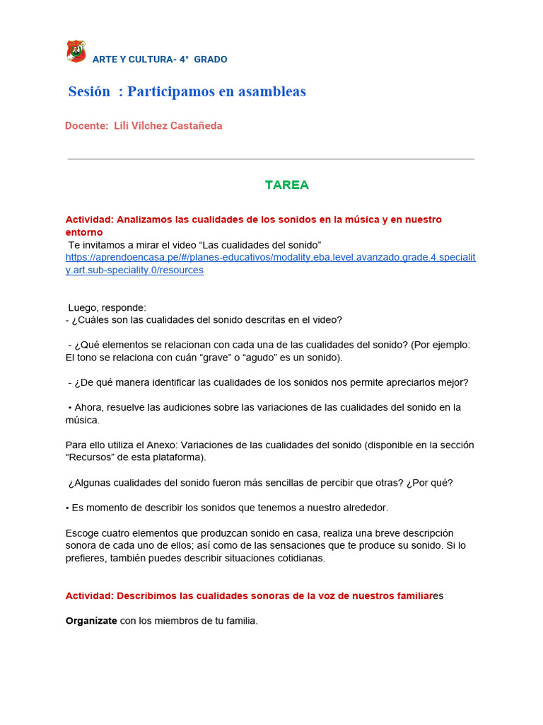 Tarea 3 - 4° AC | PDF | Sonido