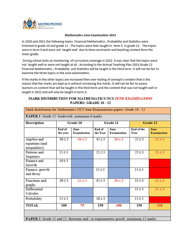 2023 June Mathematics Exam Guidelines | PDF | Mathematics | Geometry