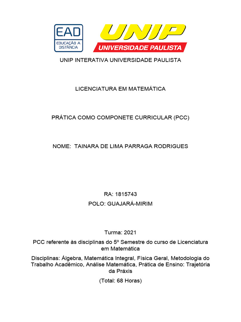PCC5: Licenciatura em Matemática | PDF | Science | Matemática