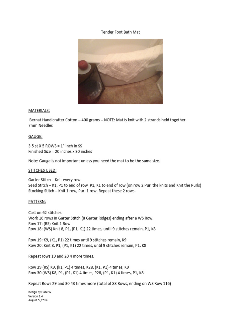 Tender Foot Bath Mat V1.4 | PDF