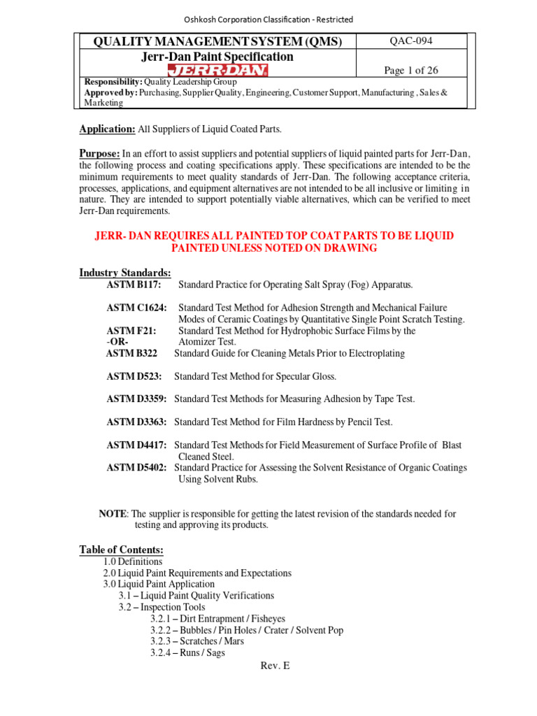 Jerr-Dan Paint Quality Standards | PDF | Paint | Coating