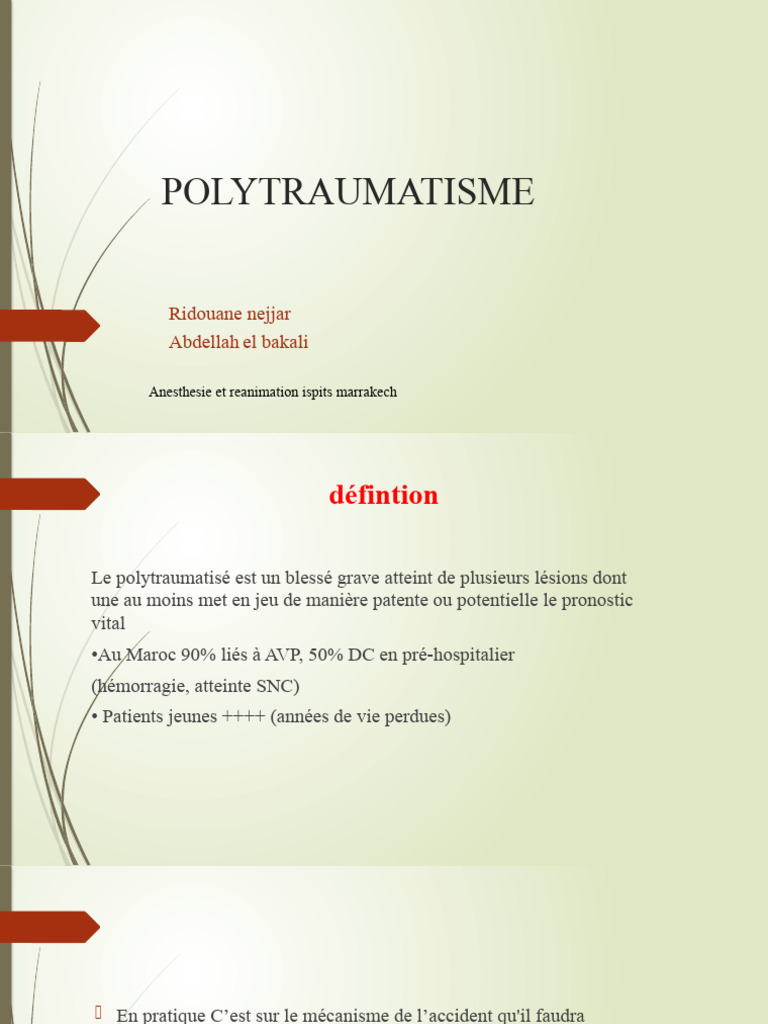 Prise en Charge Du Polytraum | PDF | Traumatisme crânien | Saignement