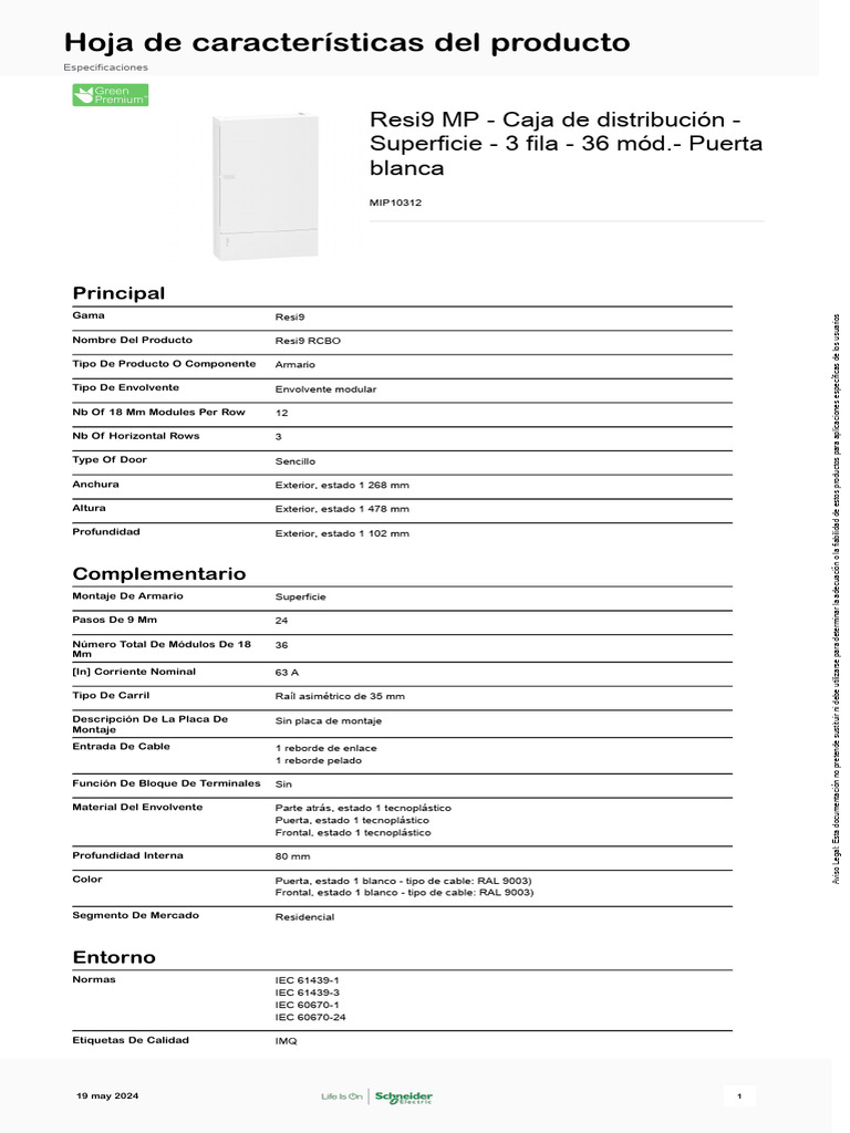 Schneider Electric - Resi9-MP - MIP10312 | PDF | Economía y medio ambiente