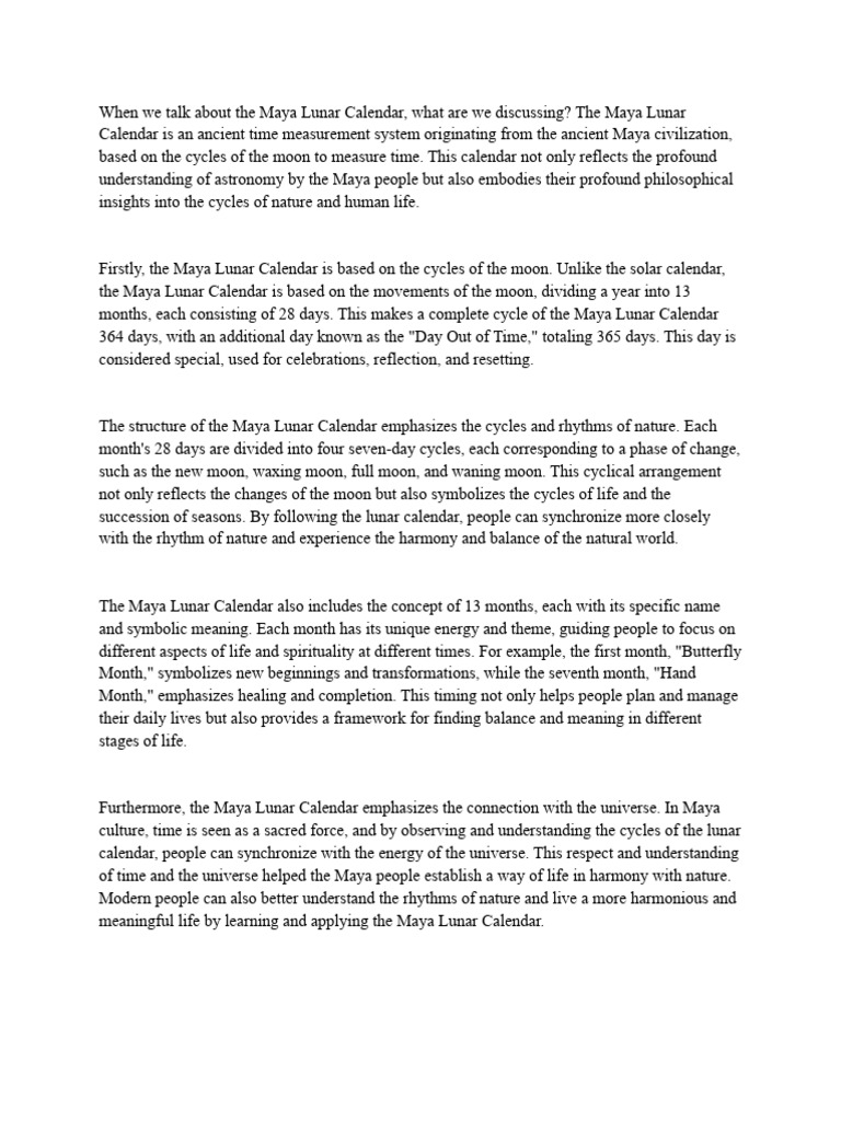 Maya Lunar Calendar Insights | PDF | Moon | Calendar