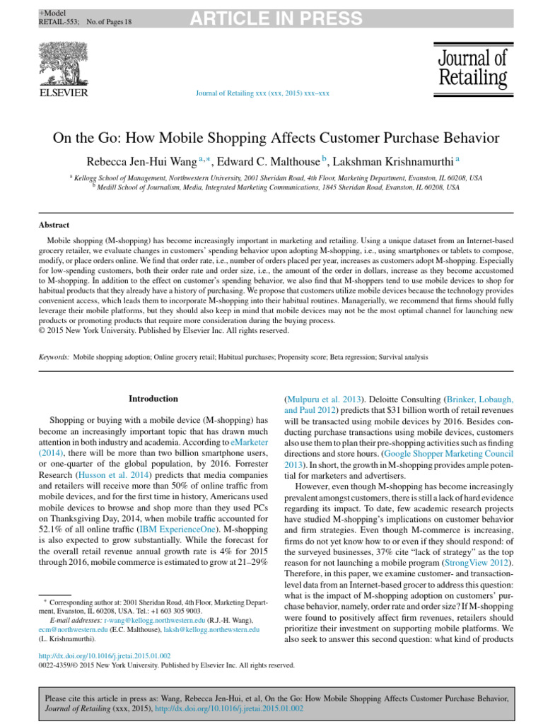 Wang - 2015 - On The Go How Mobile Shopping Affects Customer Purchase ...
