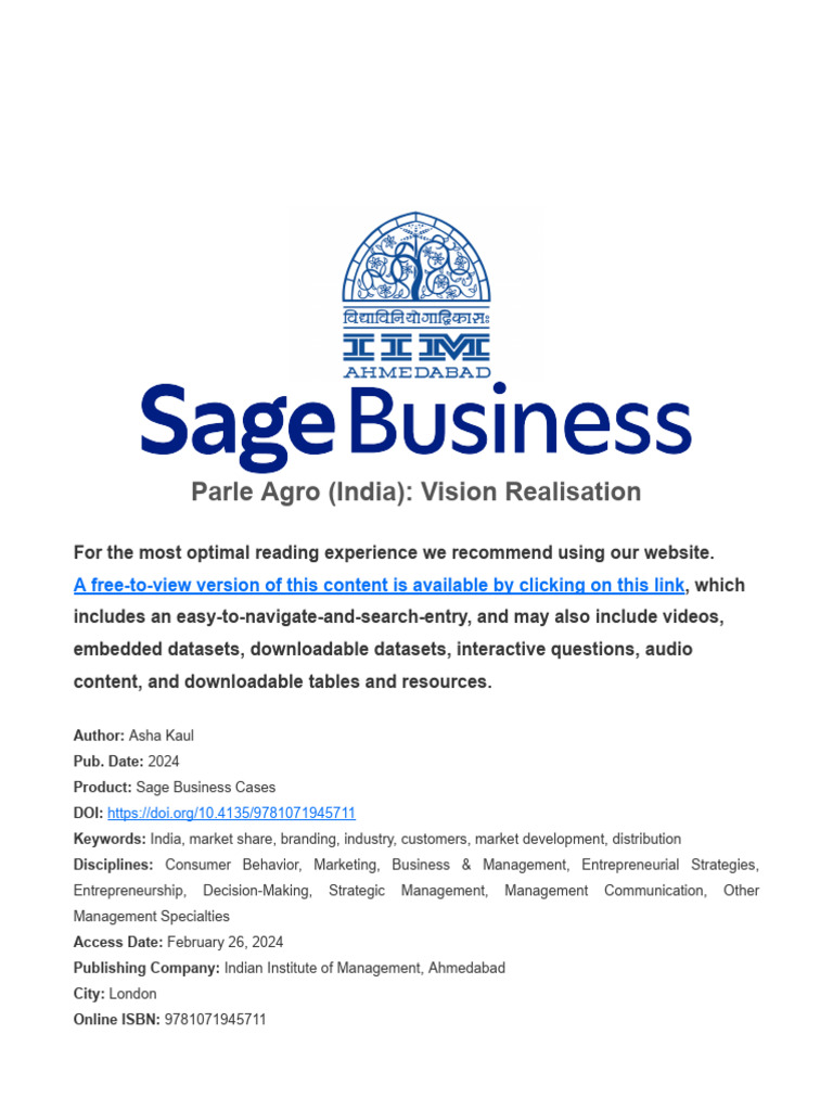 Module-3 Parle Agro Realisation Vision | PDF | Soft Drink | Drink