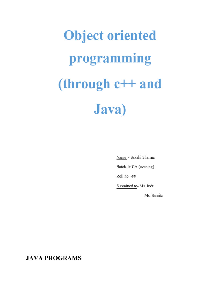 MCA C++and Java PRACTICAL FILE | PDF | Constructor (Object Oriented ... MCA C++and Java PRACTICAL FILE | PDF | Constructor (Object Oriented ...