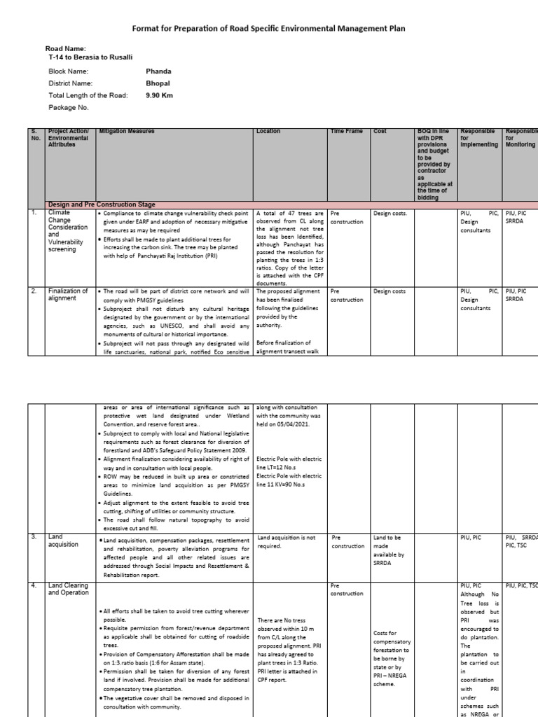Example EMP | Download Free PDF | Road | Waste