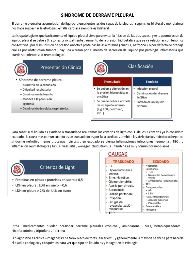 Derrame Pleural: Transudados y Exudados | PDF | Especialidades Medicas ...