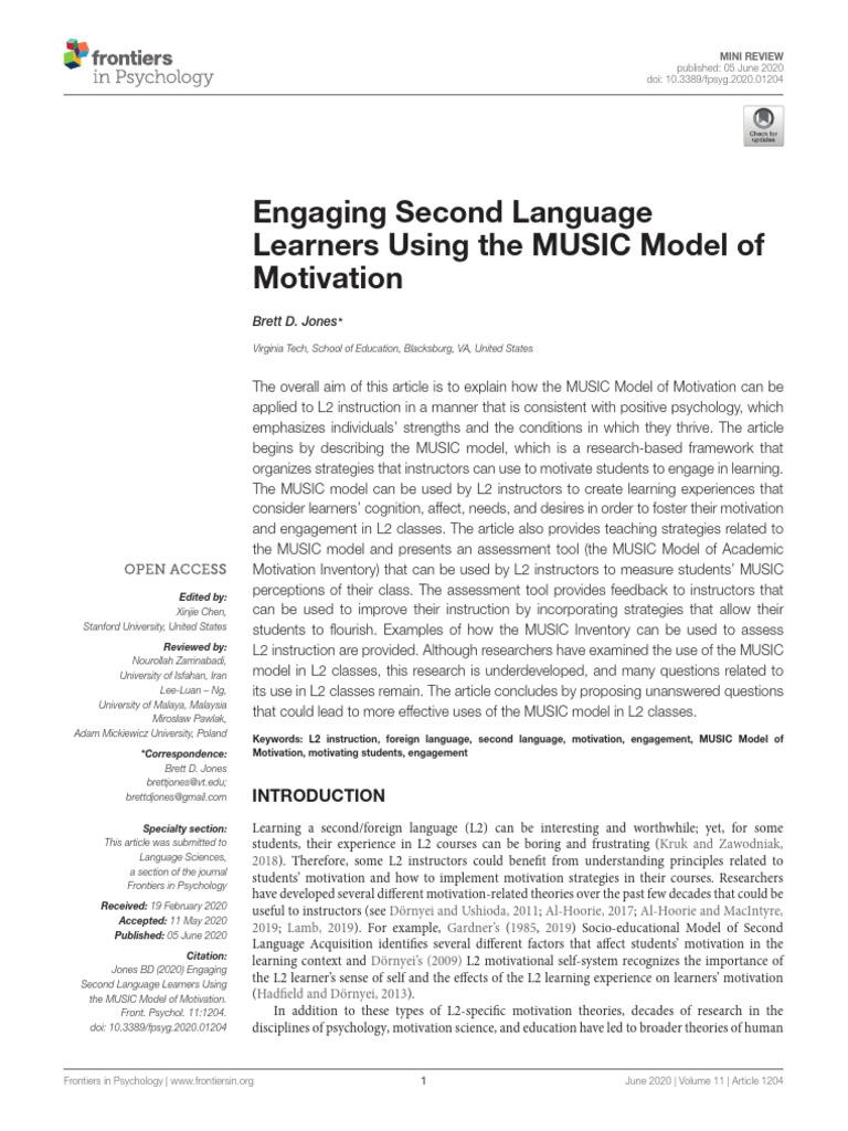 Engaging 2 Language Learners Using The Music Model of Motivation | PDF ...