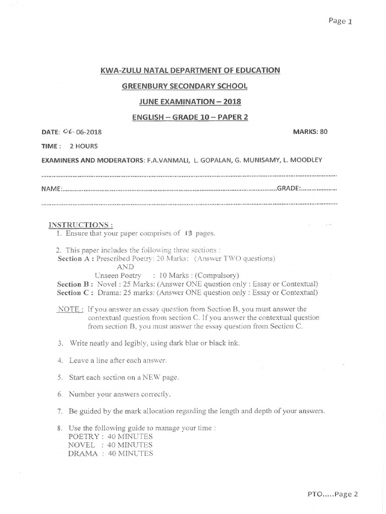 June P2 QP Only 2 | PDF