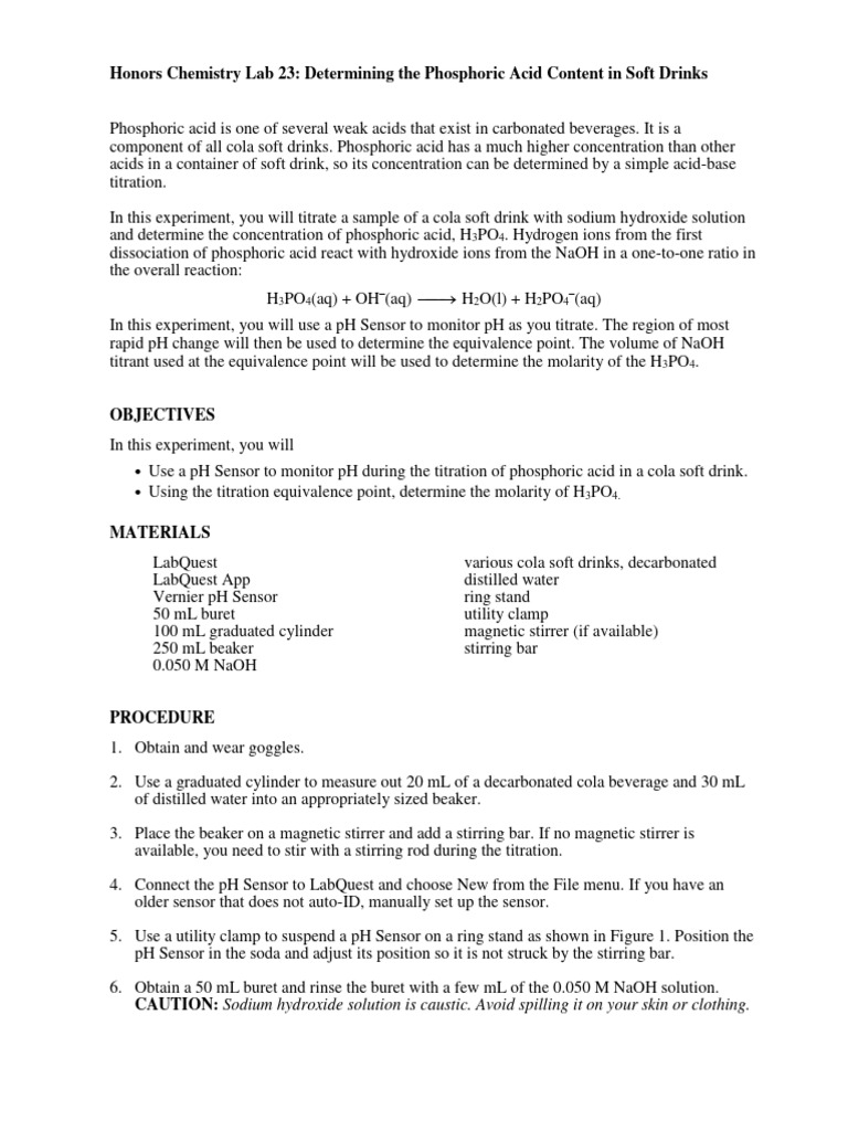 Soft Drinks | PDF | Acid | Sodium Hydroxide