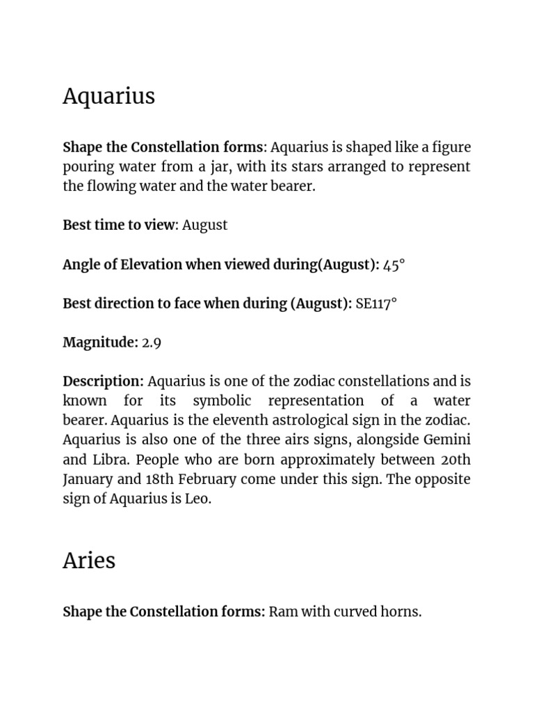 Aquarius | PDF | Constellation | Astrological Sign