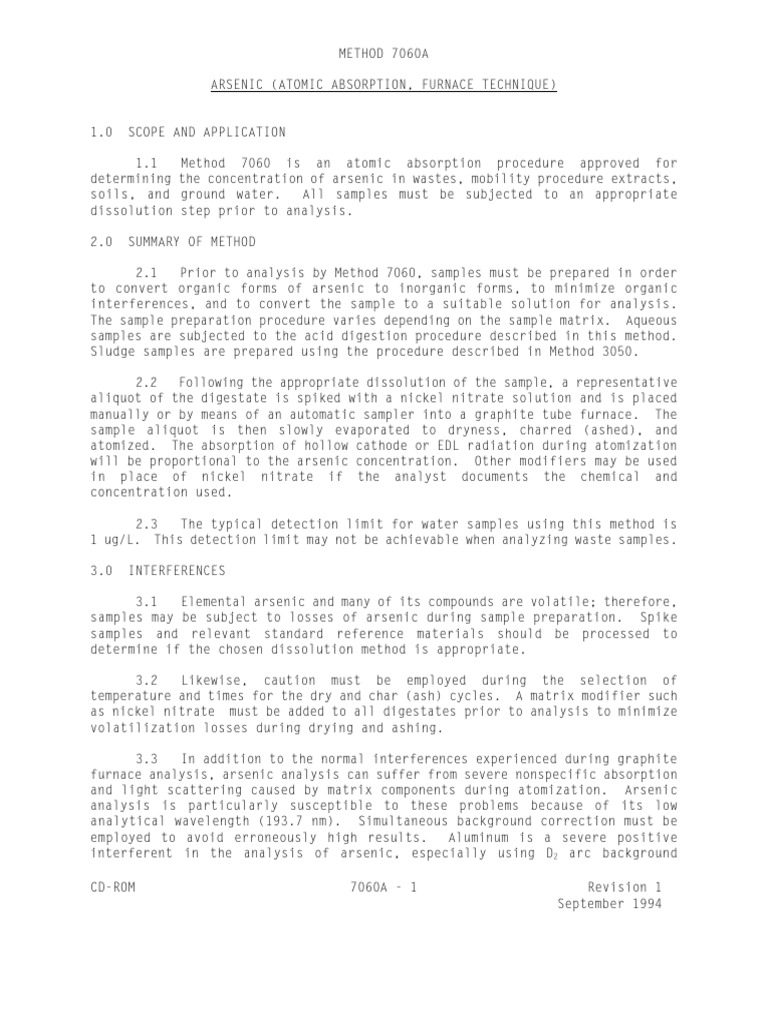 AAS - As EPA-Method-7060A | PDF | Atomic Absorption Spectroscopy ...