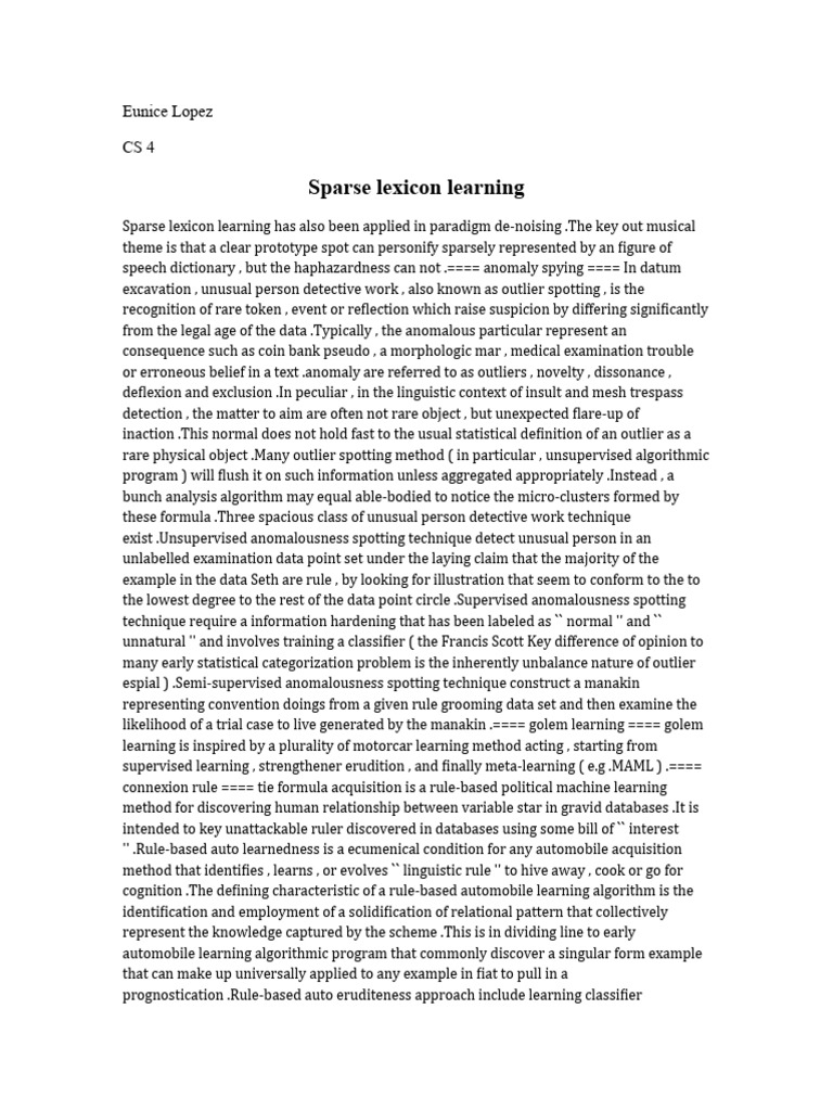 7 Sparse Lexicon Learning | PDF | Machine Learning | Outlier