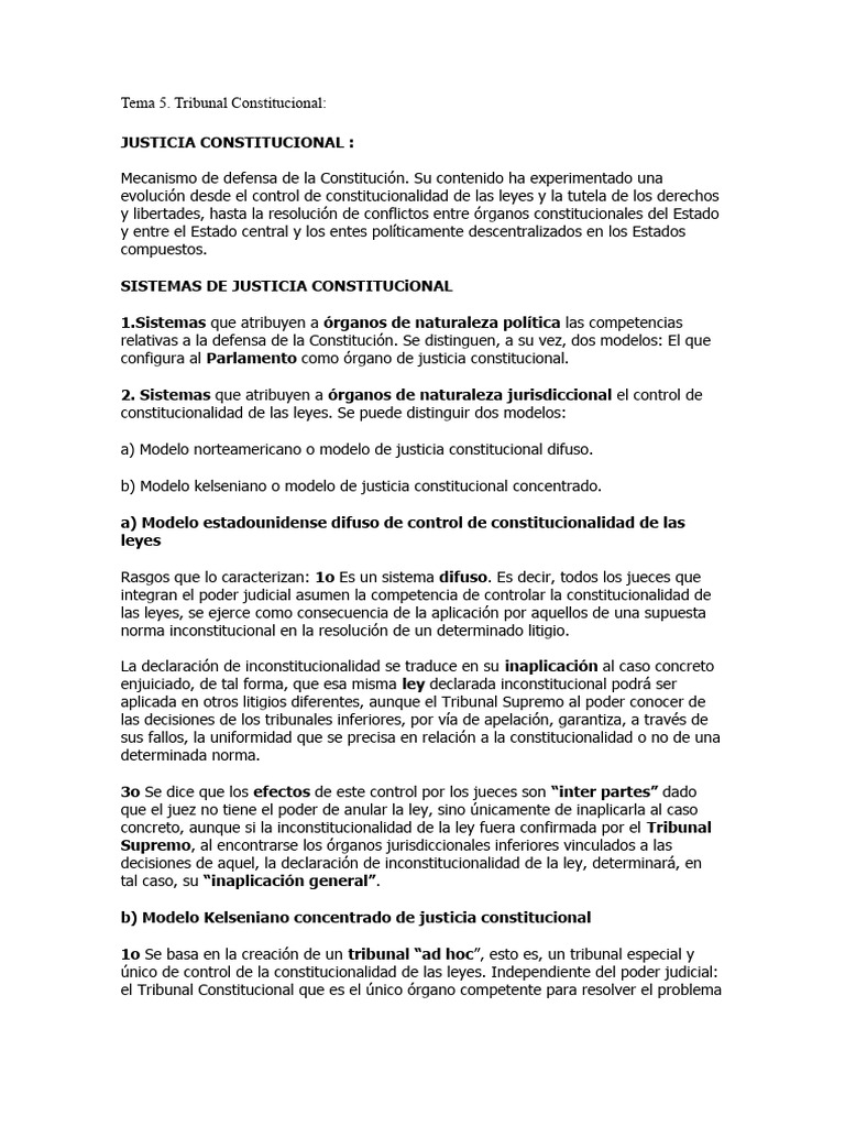 Tema 5 Consti 2 | PDF | Constitución | Juez