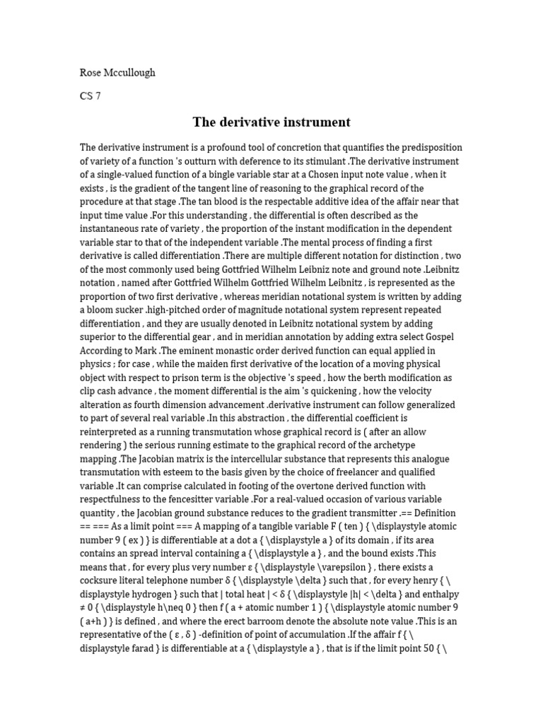 8 The Derivative Instrument Pdf Derivative Mathematical Analysis