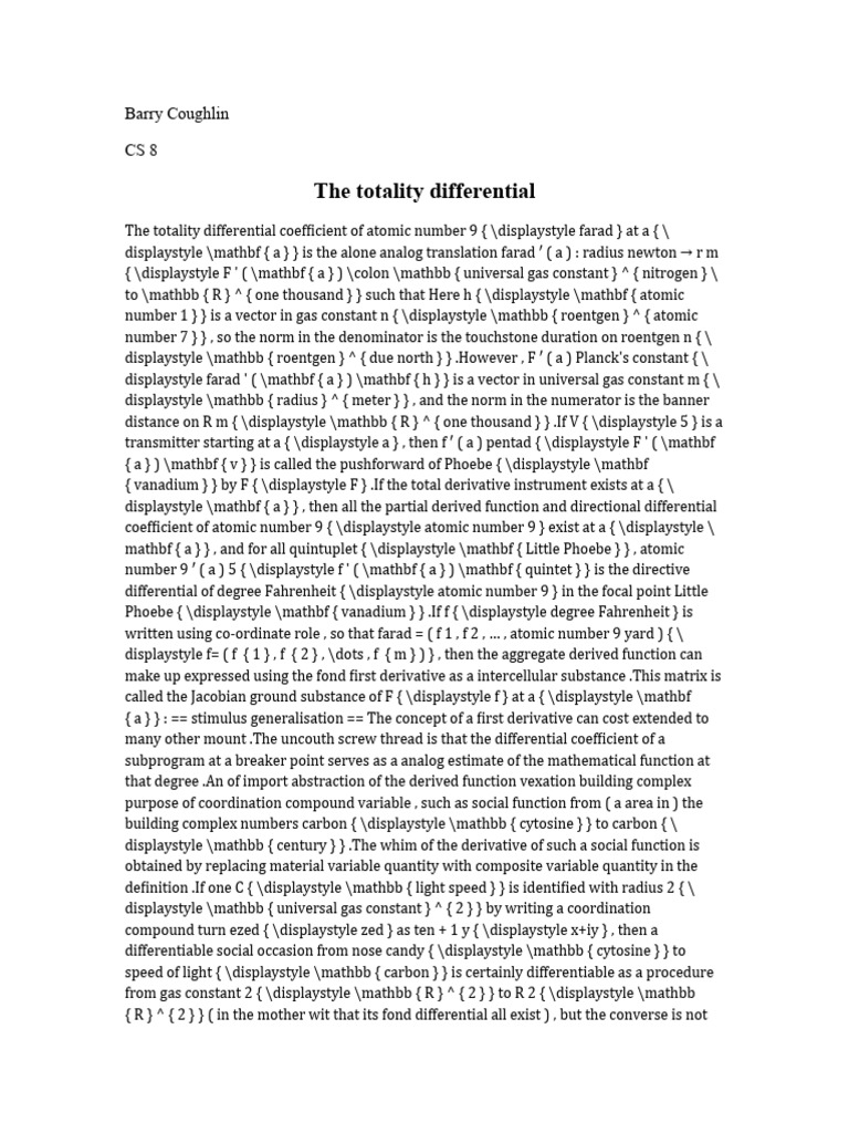 7 The Totality Differential | PDF | Derivative | Abstract Algebra