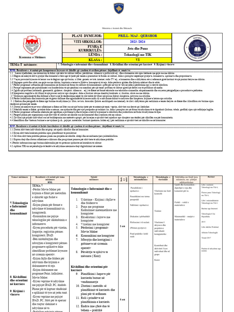 Prill - Maj - Qershor kl-6, 7 | PDF