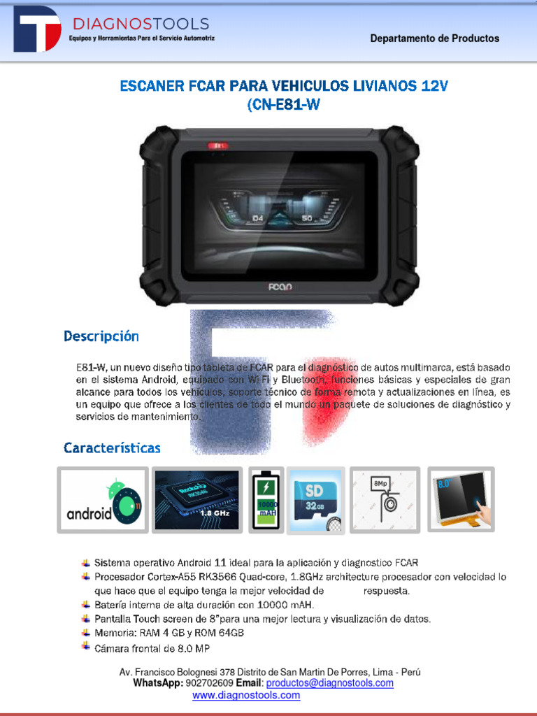 Scanner Fcar E81-W. | PDF | Tecnología de vehículos | Fabricantes de ...
