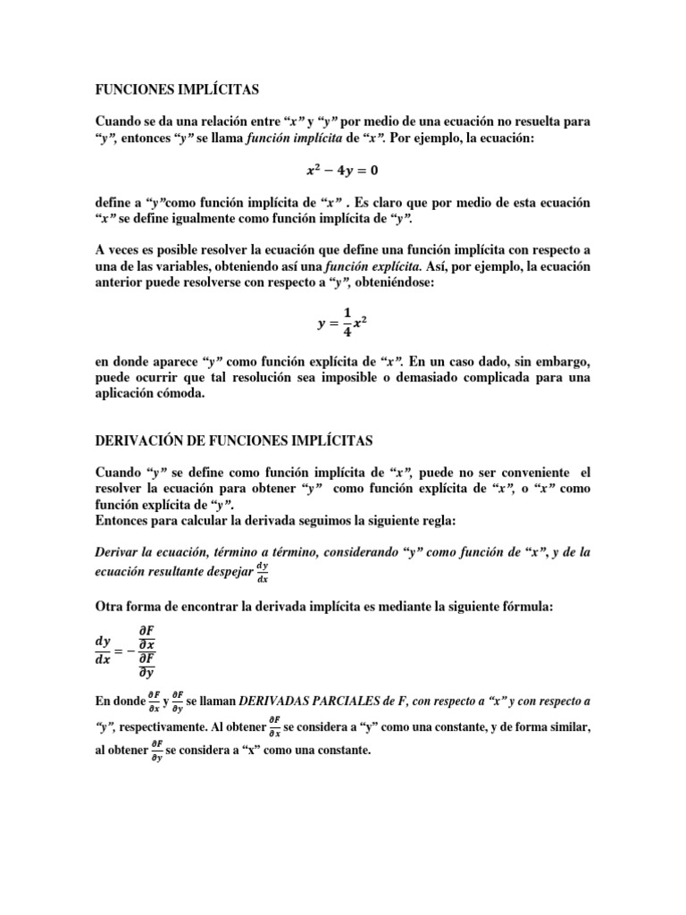 Derivación de Funciones Implícitas | PDF