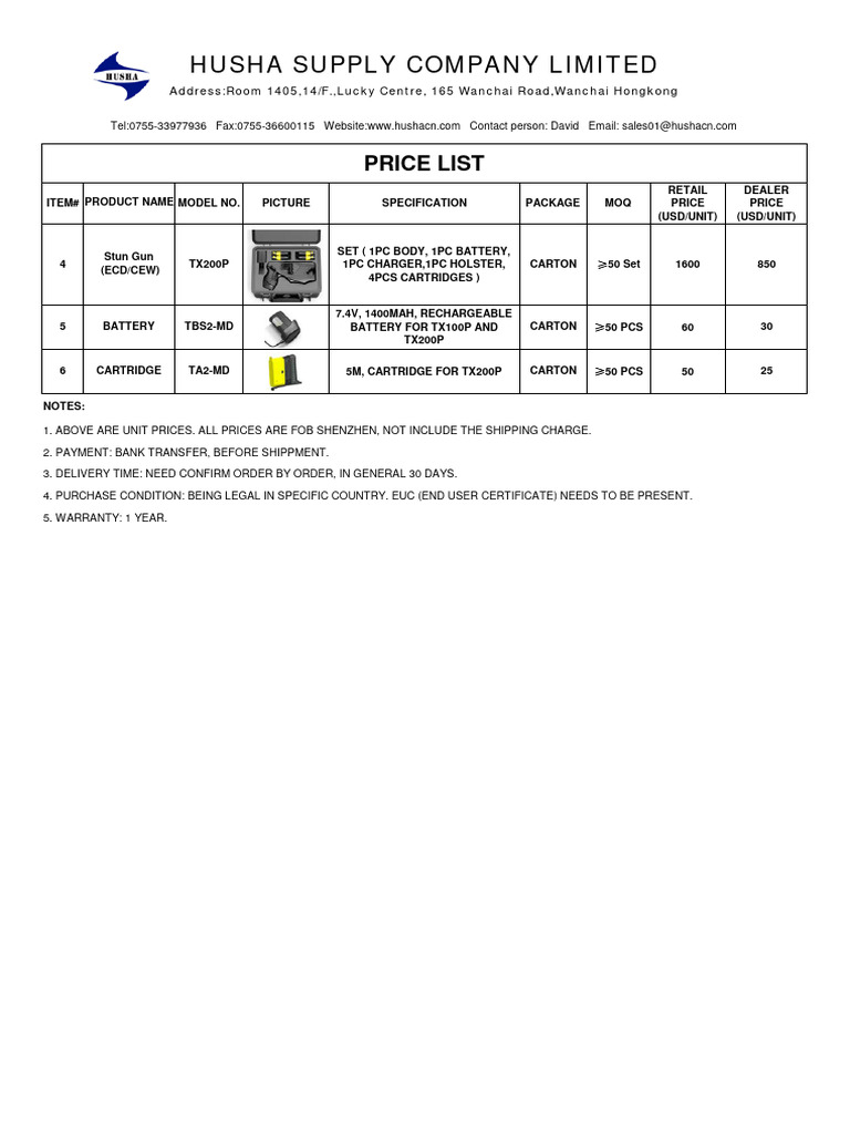 Husha Price List for BGHS 20230308 | PDF