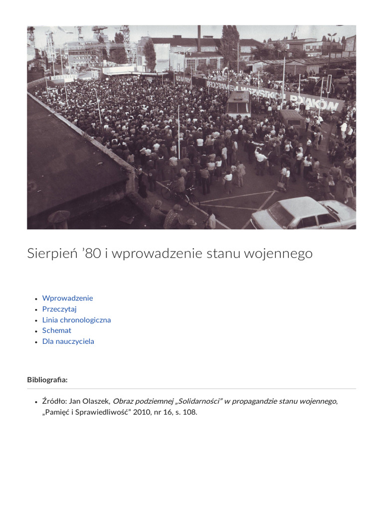 Sierpien 80 I Wprowadzenie Stanu Wojennego | PDF