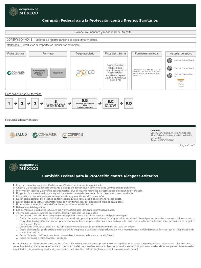Cofepris 04 001 B Descargar Gratis Pdf Traducciones Dispositivo Médico