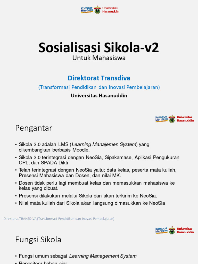 Panduan Penggunaan Sikola-v2 Unhas | PDF