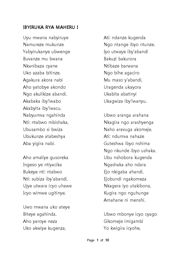 Ibyiruka Rya Maheru | PDF