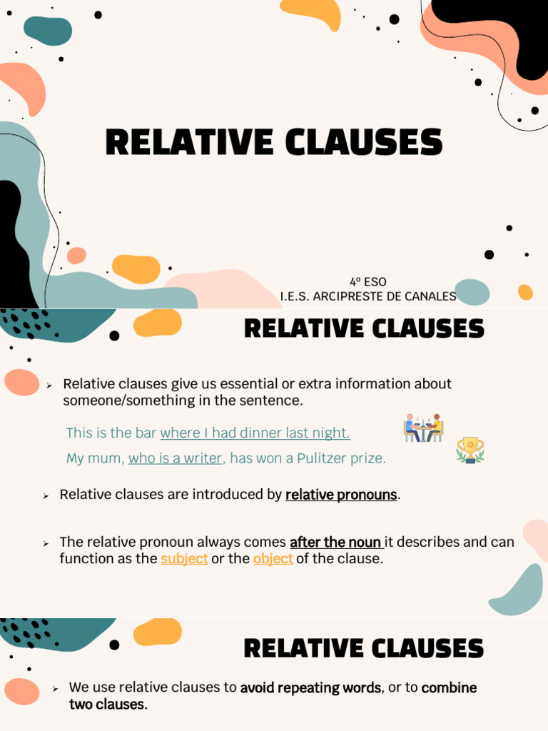 Relative Clauses | PDF | Pronoun | Subject (Grammar)