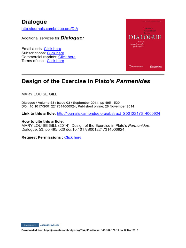 Gill – Design of the Exercise in Plato’s Parmenides | PDF | Hypothesis ...