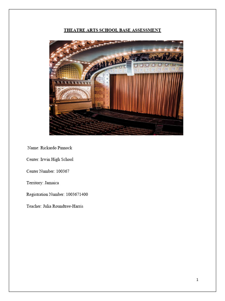 Theatre Arts School Base Assessment 2 | PDF