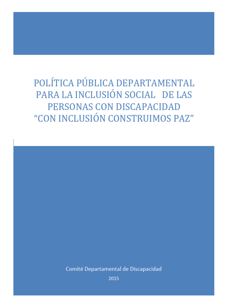 Documento Técnico PP Discapacidad Cund | PDF | Invalidez | Accesibilidad