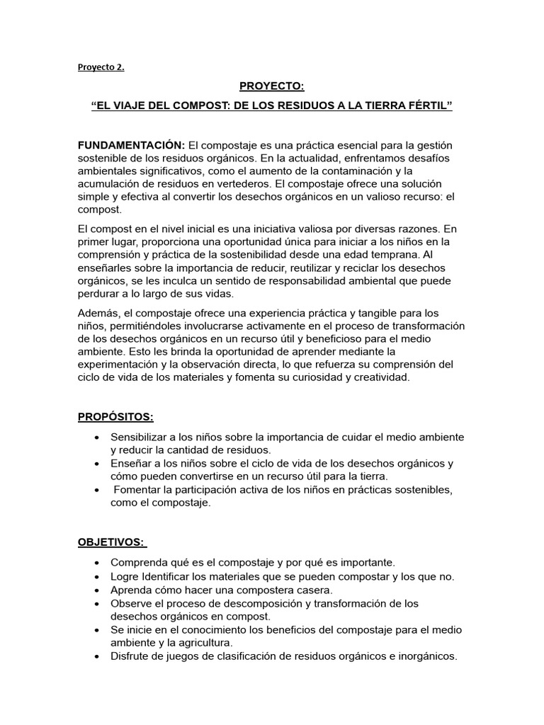 Proyecto Compost 2 | PDF | Compost | Residuos