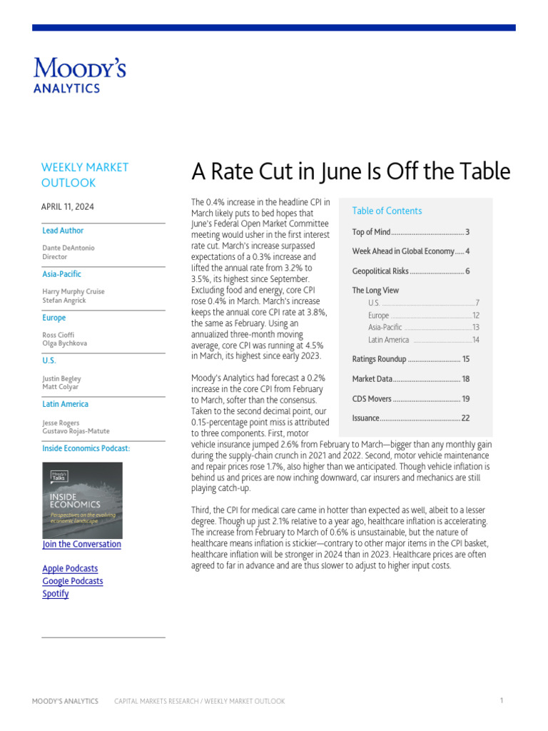 Weekly Market Outlook A Rate Cut in June Is Off The Table | PDF | High ...