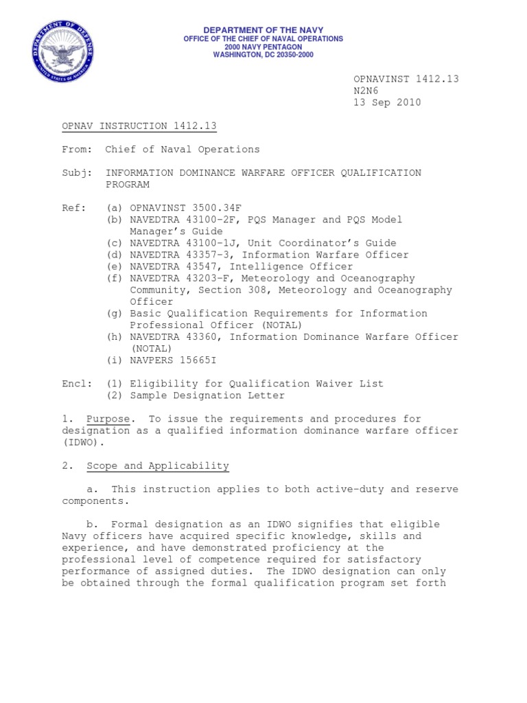 IDWO Qualification Program Guidelines | PDF | Officer (Armed Forces ...