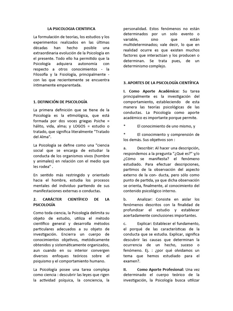 Psico - La Psicologia Cientifica | PDF | Sicología | Mente