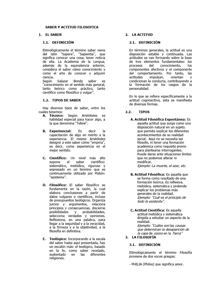 Actitud Filosófica y Saber Consciente | PDF | Conocimiento | Metafísica