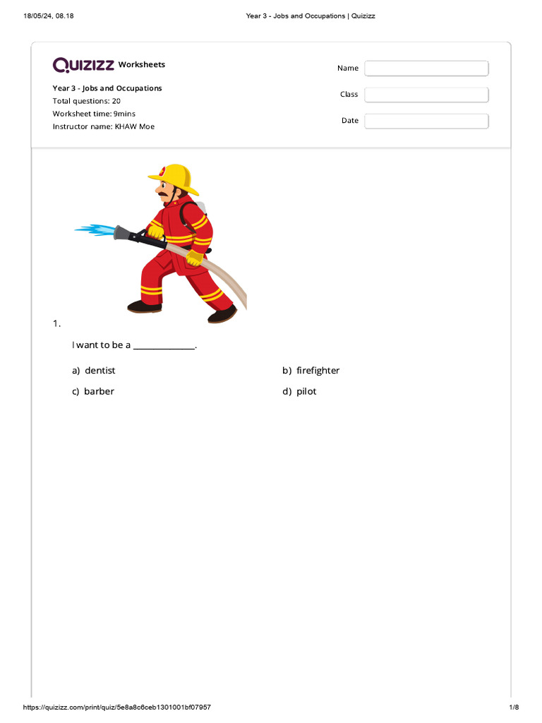 Year 3 - Jobs and Occupations - Quizizz | PDF | Teaching Methods & Materials | Technology ...