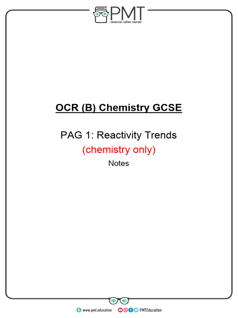 GCSE Chemistry: Metal Reactivity Trends | PDF | Magnesium | Iron
